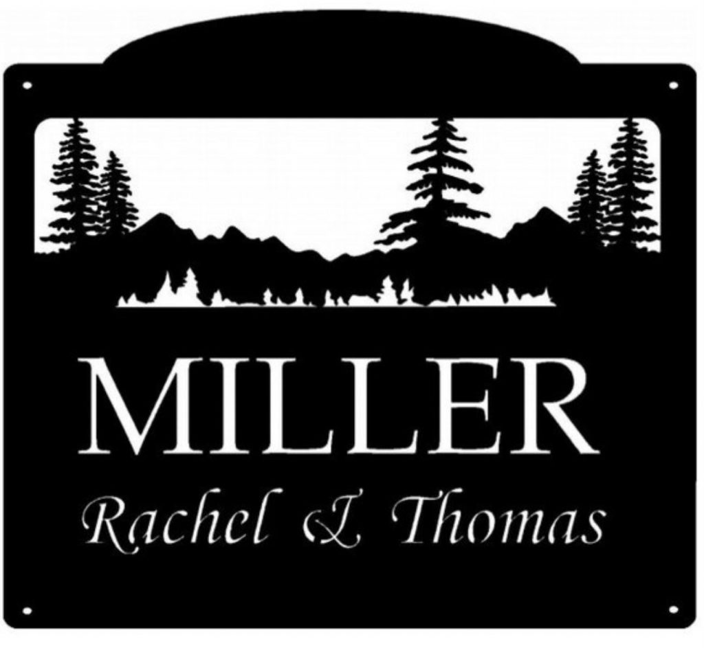 Metal Mountain silhouette sign, evergreen mountain sign , custom ...