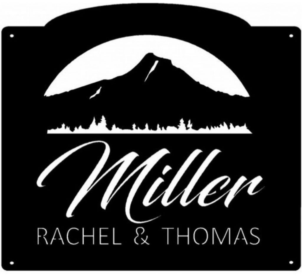 Metal Mountain silhouette sign, evergreen mountain sign , custom ...